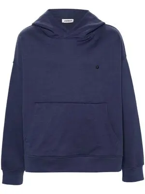 A PAPER KID Logo-plaque Cotton Hoodie - Blue