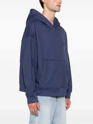 A PAPER KID Logo-plaque Cotton Hoodie - Blue