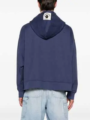 A PAPER KID Logo-plaque Cotton Hoodie - Blue