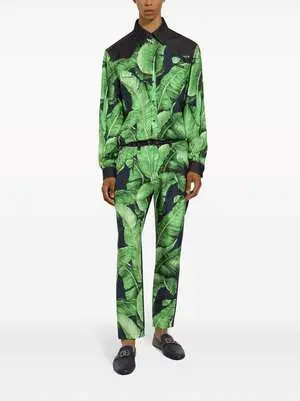 Dolce & Gabbana Leaf-print Mid-rise Straight Jeans