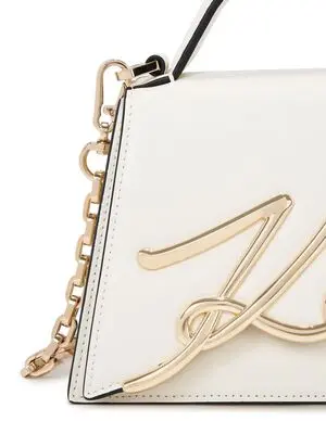 Karl Lagerfeld Small K/signature Leather Cross Body Bag - White