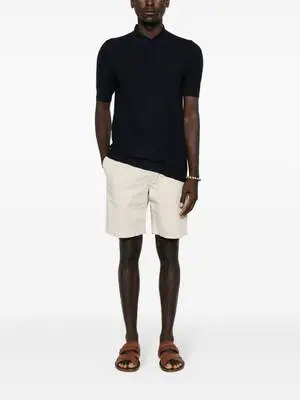 GOES BOTANICAL Interlock Merino Wool Polo Shirt - Blue