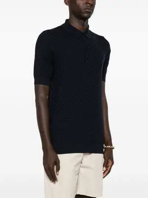 GOES BOTANICAL Interlock Merino Wool Polo Shirt - Blue