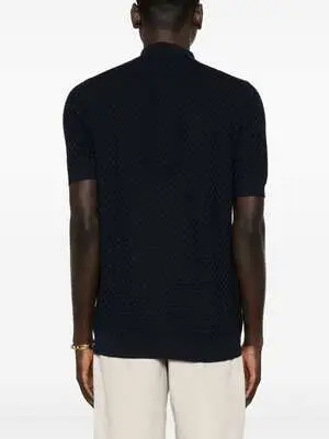 GOES BOTANICAL Interlock Merino Wool Polo Shirt - Blue