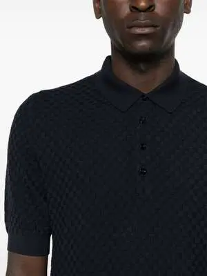 GOES BOTANICAL Interlock Merino Wool Polo Shirt - Blue