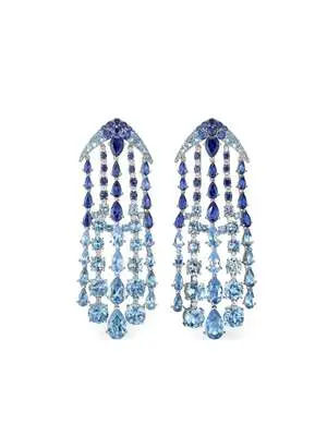 ANABELA CHAN 18kt White Gold Vermeil Multi-stone Waterfall Earrings - Blue