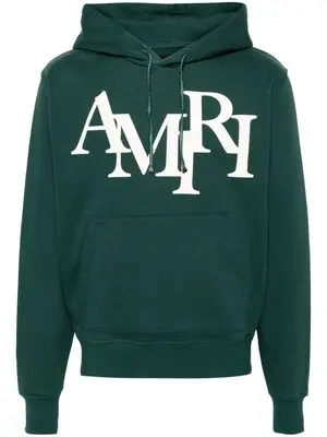 Amiri Logo-appliqué Cotton Hoodie - Green