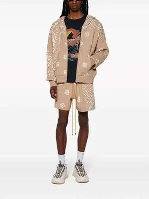 Rhude Bandana Knit Zip-front Hoodie - Neutrals