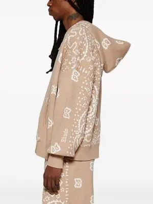 Rhude Bandana Knit Zip-front Hoodie - Neutrals