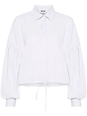 MSGM Drawstring-hem Seersucker Shirt