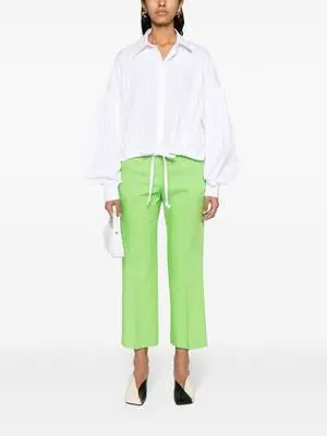 MSGM Drawstring-hem Seersucker Shirt