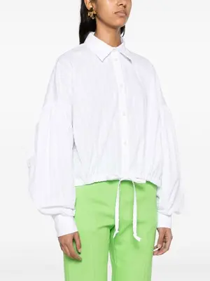 MSGM Drawstring-hem Seersucker Shirt