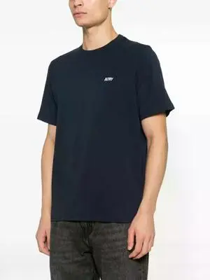 AUTRY Logo-appliqué Cotton T-shirt - Blue
