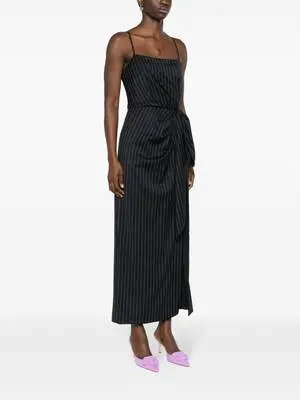 MSGM Pinstripe Knot Detail Midi Dress