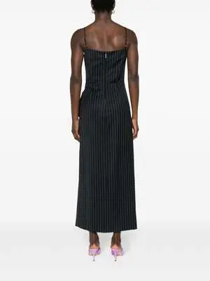 MSGM Pinstripe Knot Detail Midi Dress