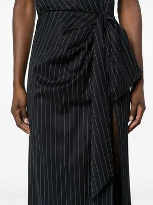 MSGM Pinstripe Knot Detail Midi Dress