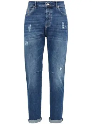 Brunello Cucinelli Straight-leg Distressed Jeans - Blue