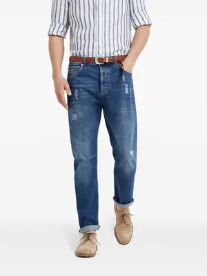 Brunello Cucinelli Straight-leg Distressed Jeans - Blue