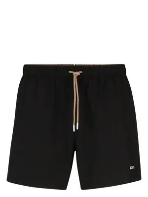 BOSS Quick-dry Swim Shorts With Logo Detail - Black