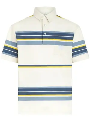 Etro Pegaso-embroidered Striped Polo Shirt - White