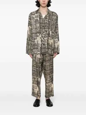 UMA WANG Graphic-print Straight-leg Trousers - Neutrals