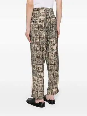 UMA WANG Graphic-print Straight-leg Trousers - Neutrals