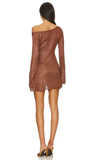 ASTA RESORT Maya Sleeve Mini Dress - Chocolate Sequin