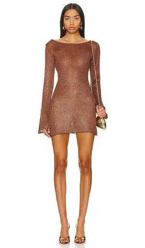 Asta Resort Maya Sleeve Mini Dress - Chocolate Sequin