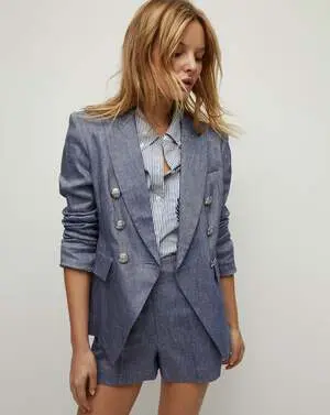 Veronica Beard Miller Linen Dickey Jacket Blue