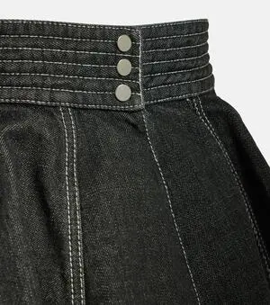 Alaïa Peplum Denim Mini Skirt With Belt