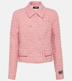 Versace Double-breasted Bouclé Tweed Jacket