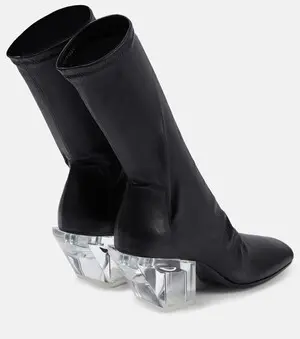 Rick Owens Stretch Leather Ankle Boots