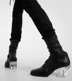Rick Owens Stretch Leather Ankle Boots