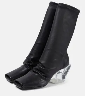 Rick Owens Stretch Leather Ankle Boots