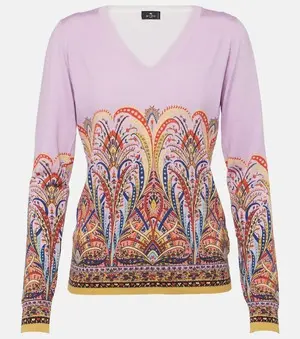 Etro Printed Silk-blend Sweater - Pink