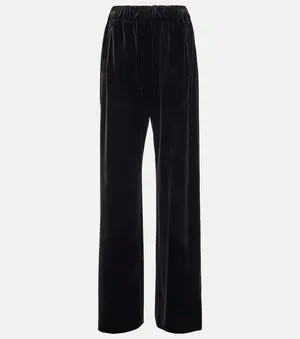Dolce & Gabbana High-rise Velvet Wide-leg Trousers - Black