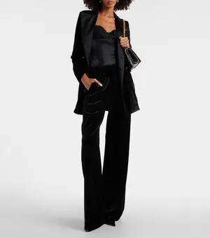 Dolce & Gabbana High-rise Velvet Wide-leg Trousers