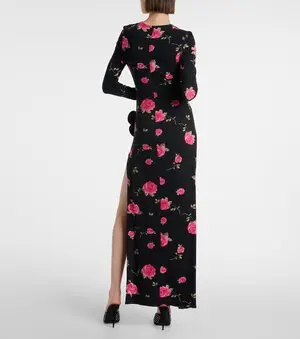 Magda Butrym Floral Appliqué Gathered Maxi Dress