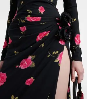 Magda Butrym Floral Appliqué Gathered Maxi Dress