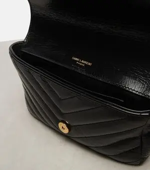 Saint Laurent College Mini Metalassé Leather Shoulder Bag - Black