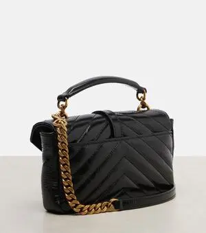 Saint Laurent College Mini Metalassé Leather Shoulder Bag - Black