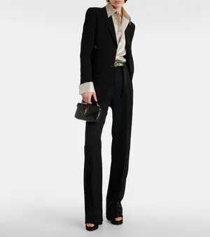 Saint Laurent College Mini Metalassé Leather Shoulder Bag - Black