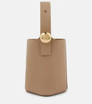 Loewe Pebble Mini Leather Bucket Bag - Beige