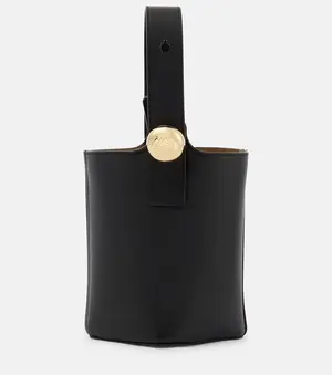 Loewe Pebble Mini Leather Bucket Bag - Black