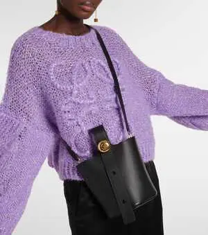 Loewe Pebble Mini Leather Bucket Bag - Black