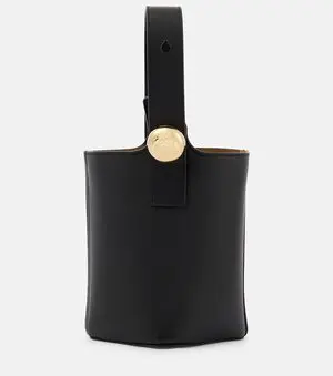 Loewe Pebble Mini Leather Bucket Bag - Black