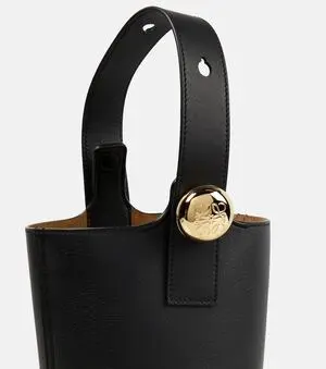 Loewe Pebble Mini Leather Bucket Bag - Black