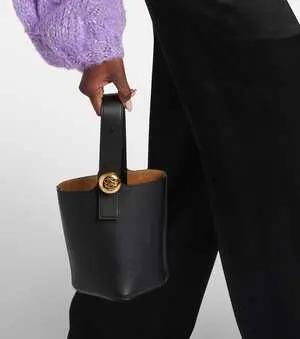 Loewe Pebble Mini Leather Bucket Bag - Black