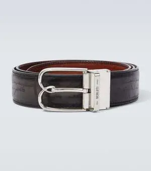 Berluti B Volute Scritto Reversible Leather Belt