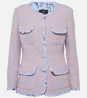 Etro Checked Wool-blend Tweed Jacket - Blue